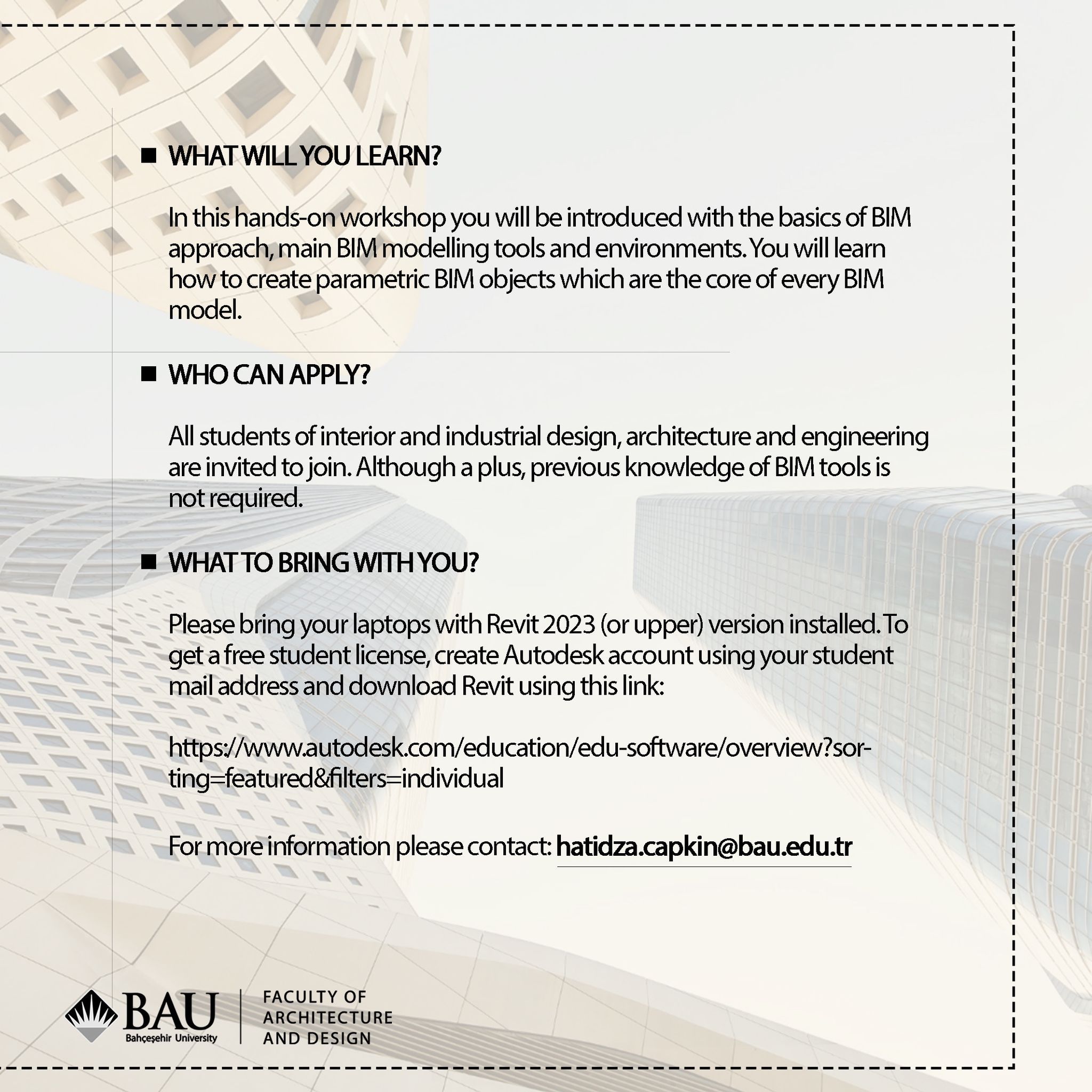 BIM Workshop | BAU | Bahçeşehir Üniversitesi