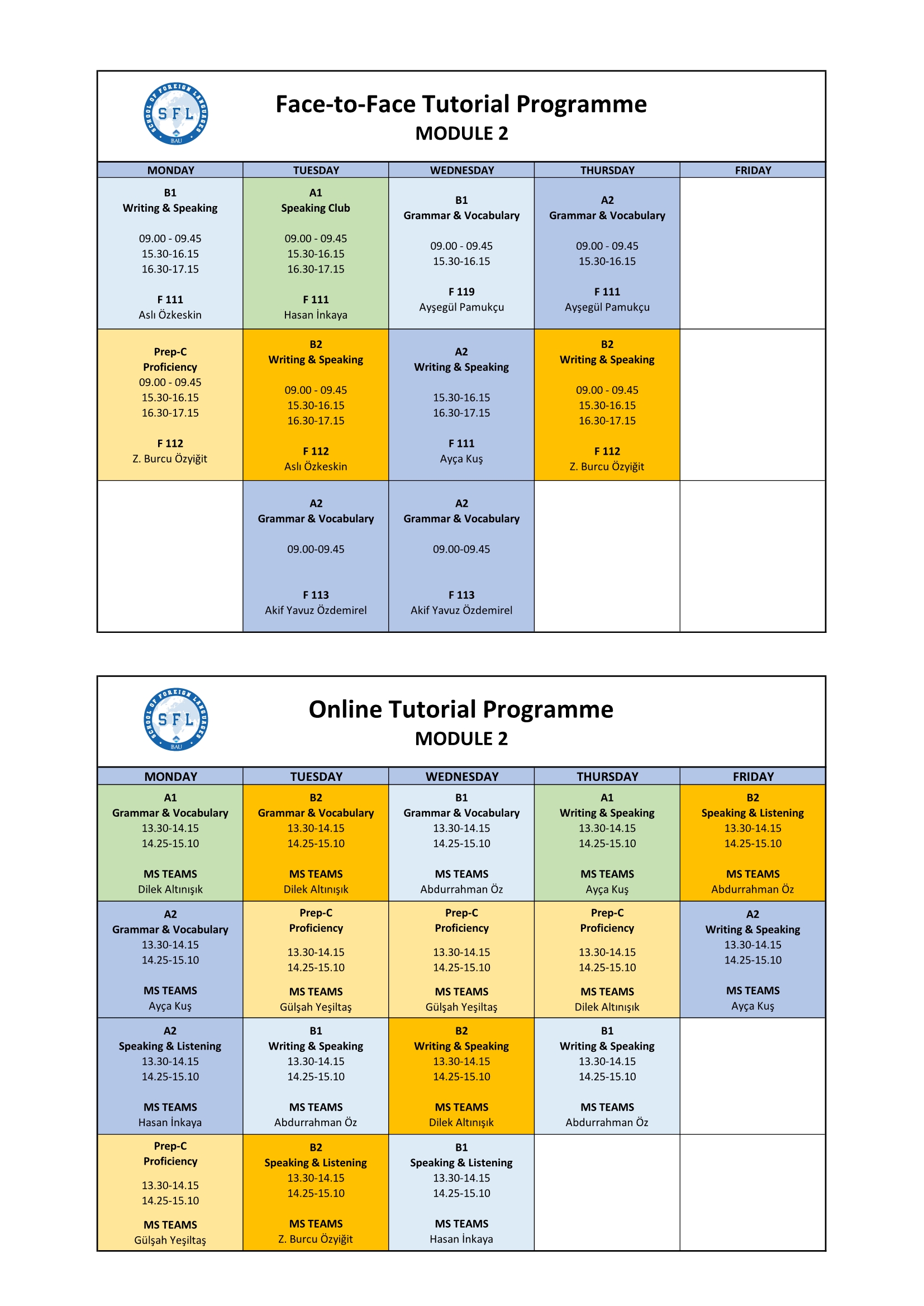 Module 2 Tutorial Program (2023-2024) | BAU | Bahçeşehir Üniversitesi
