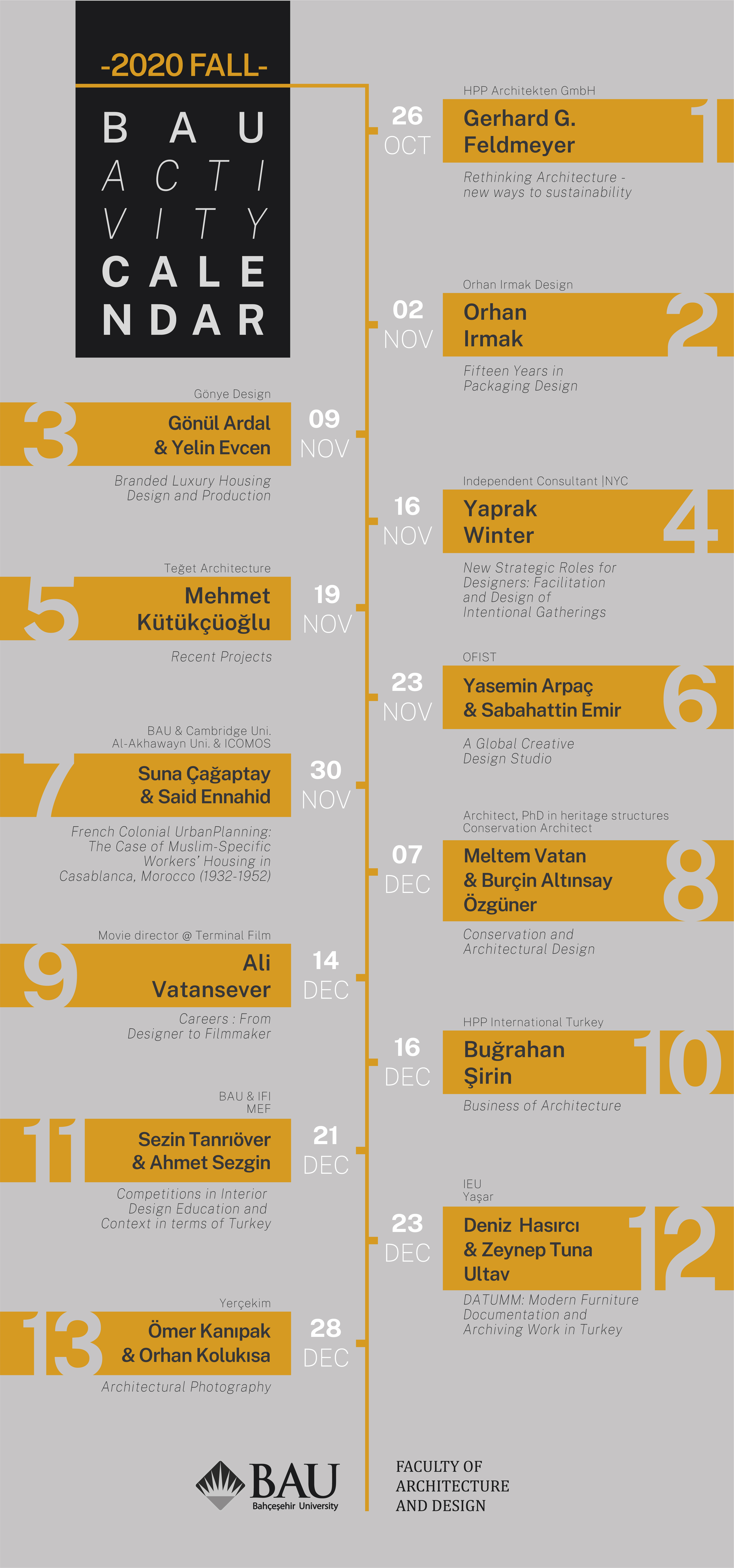Faculty of Architecture & Design 2020 Fall Activity Calendar | BAU ...