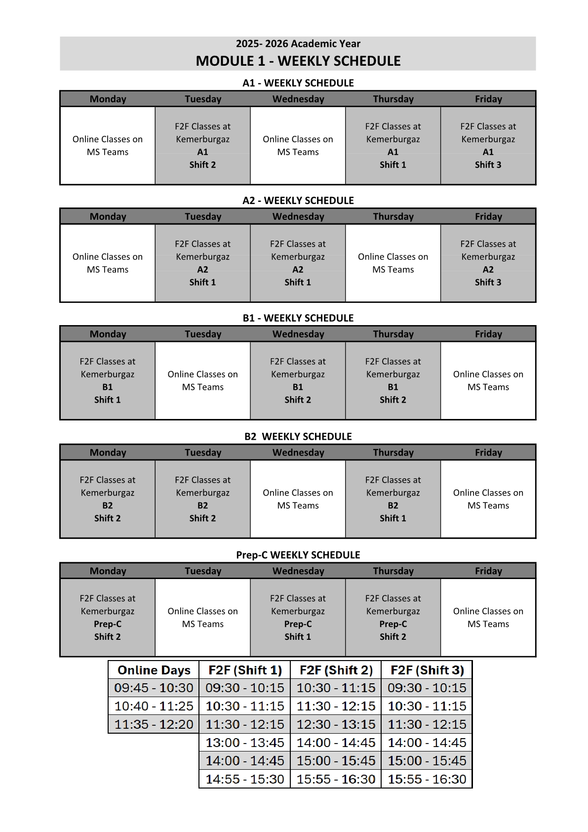 Module 1 - Classes, Rooms and Schedules | BAU | Bahçeşehir Üniversitesi