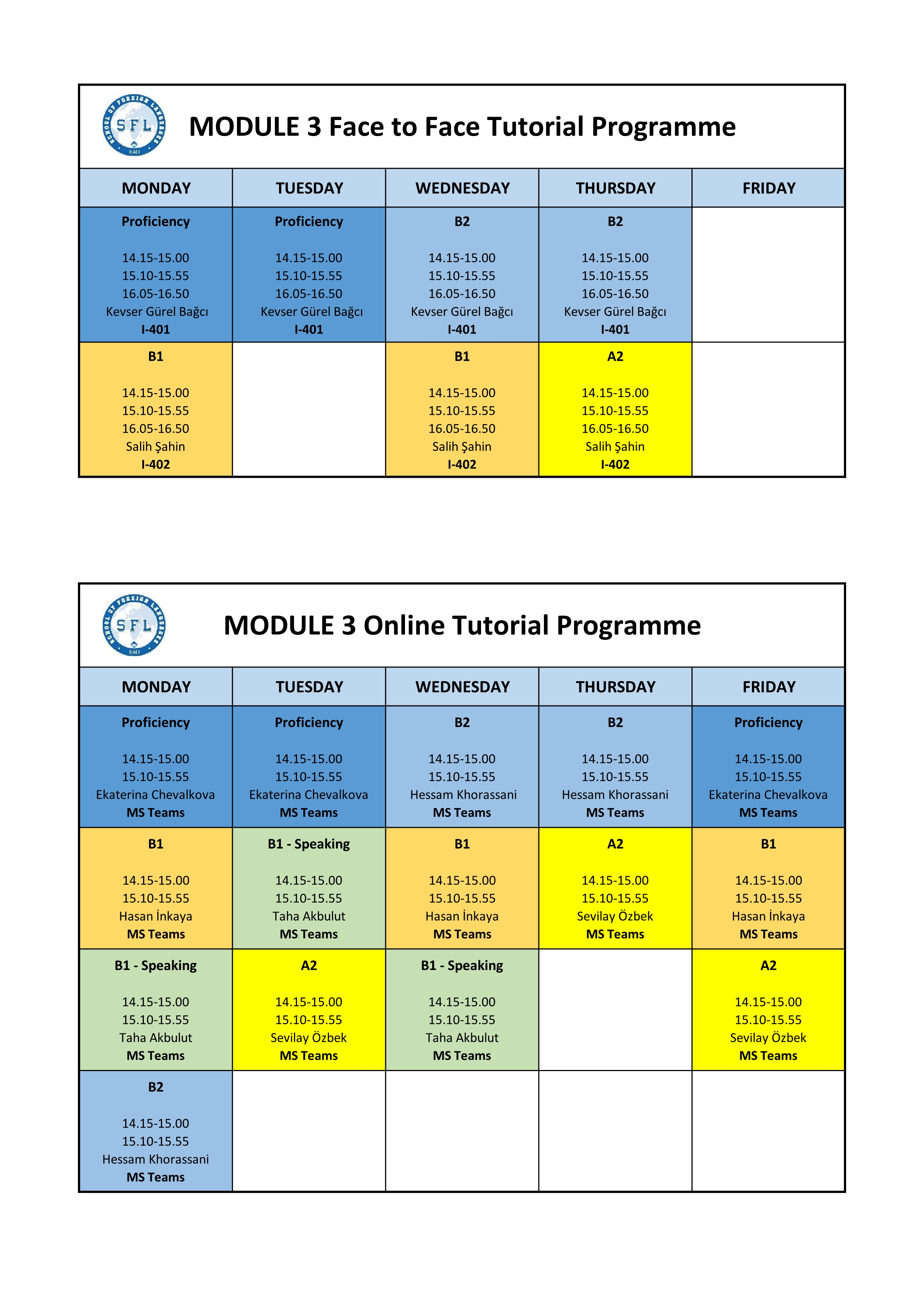 Module 3 Tutorial Program (2022-2023) | BAU | Bahçeşehir Üniversitesi