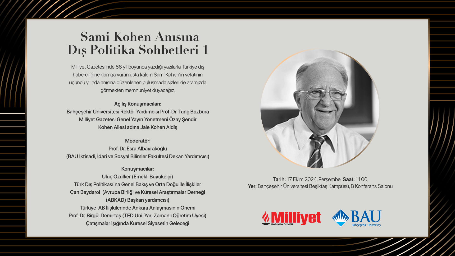 Sami Kohen Anısına Dış Politika Sohbetleri I | BAU | Bahçeşehir ...